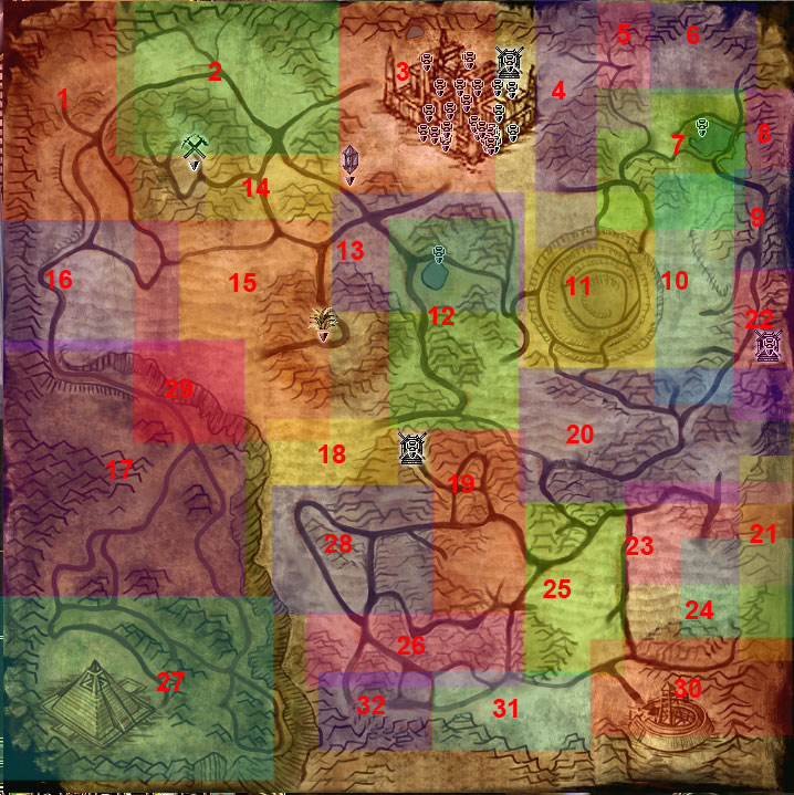 Carte de Dratan et ses danger - [ Monstre de niveau 20 à 64 ]